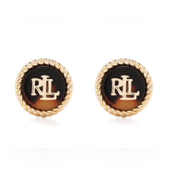 Lauren Ralph Lauren | Jewelry | Lauren Ralph Lauren Gold Tone Tortoiseshell Logo Stud Earrings ...